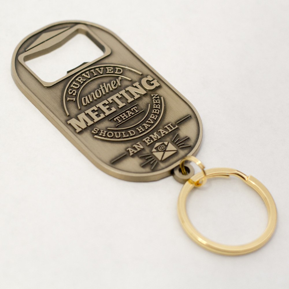 Gift for Boss or Coworker - "I Survived Another Meeting That Should Have Been An Email" Keychain and Bottle Opener