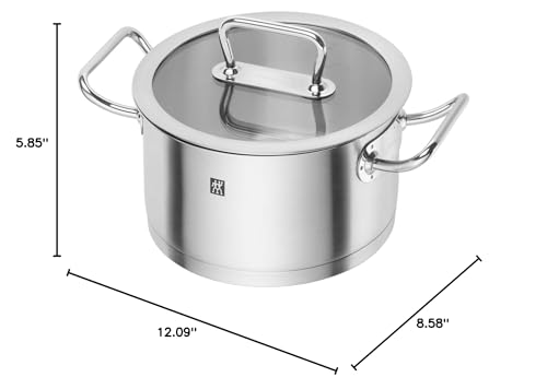 ZWILLING 65122-200 Pro Stew Pot 7.9 inches (20 cm) (with Glass Lid), Two-Handed, Stainless Steel, 3-Layer Bottom Structure, Induction Compatible, 1.2 gal (3.0 L)