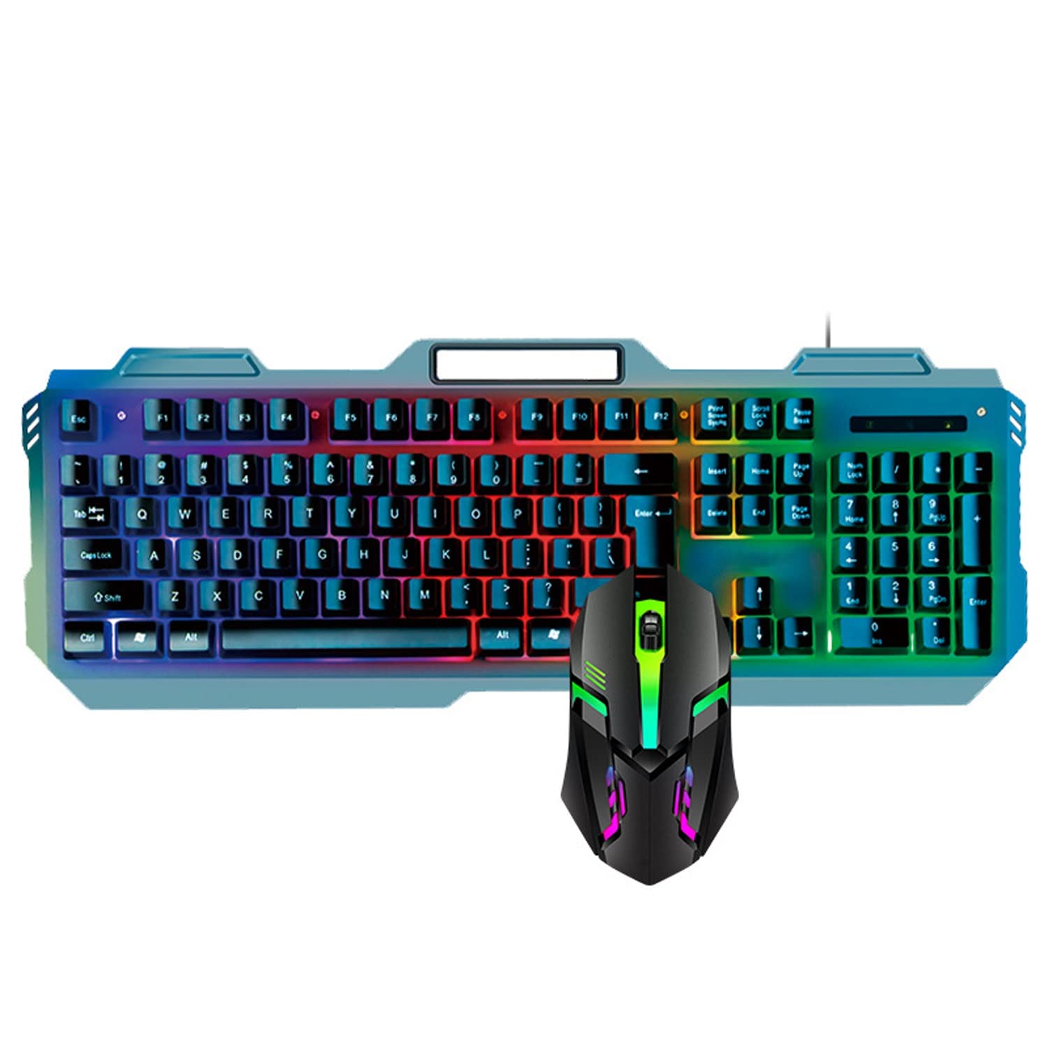 EXHNLE Gaming Keyboard and Mouse Combo, Wired Mechanical Gaming Keyboard, USB Wired Backlit Keyboard, for Laptop PC Computer Game and Work