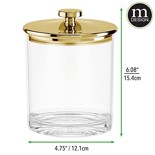 mDesign Airtight Apothecary Storage Organizer Canister Jars - Acrylic Containers for Kitchen, Organization Holder for Pantry, Counter, and Cupboards, Lumiere Collection, Set of 3, Clear/Soft Brass