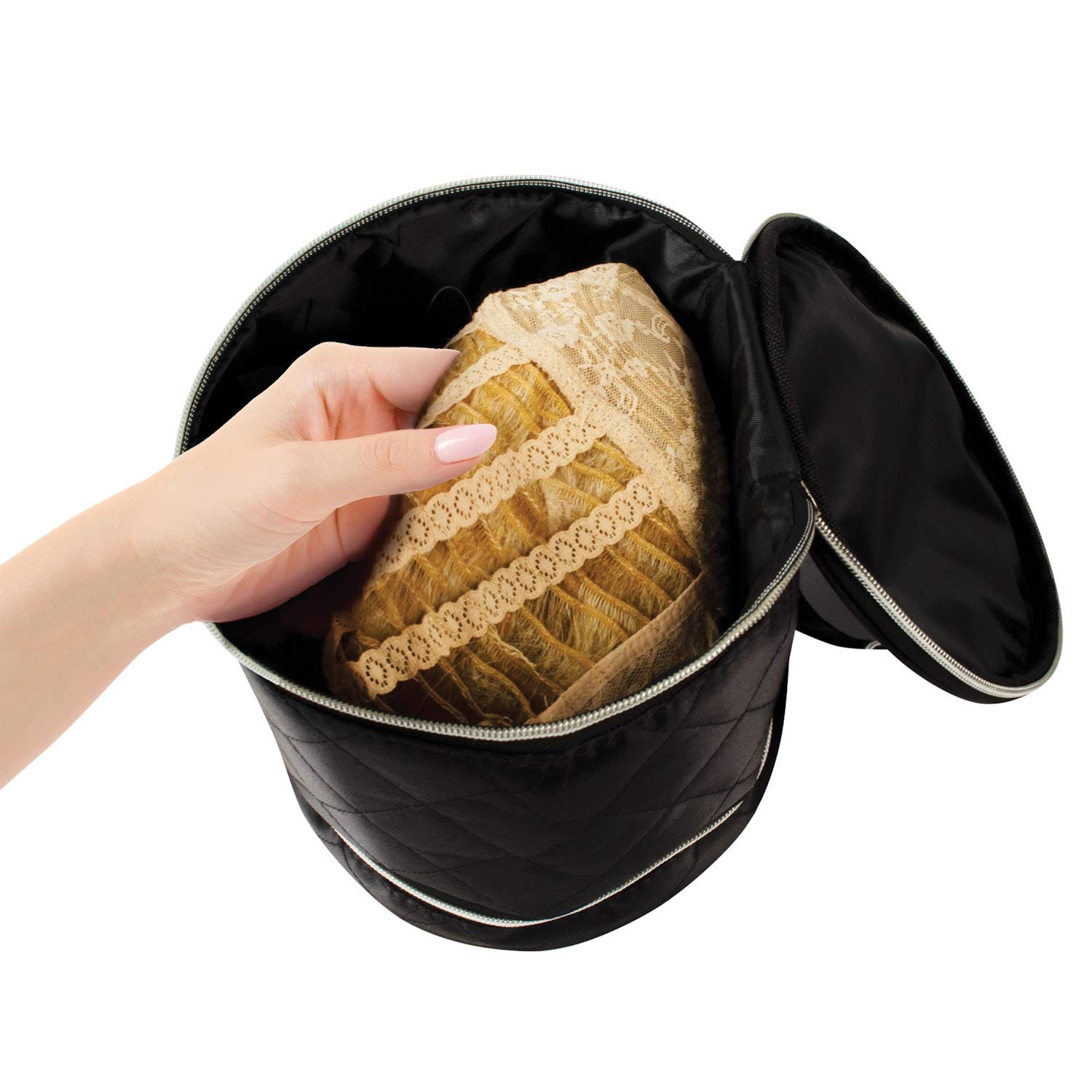 Estelle Wig Travel Case Zippered Storage w/Accessory Pocket, Black, Standard
