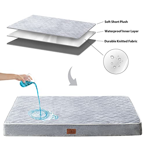 WNPETHOME Orthopedic Dog Beds for Large Dogs, Extra Large Waterproof Dog Bed with Removable Washable Cover & Anti-Slip Bottom, Egg Crate Foam Pet Bed Mat, Multi-Needle Quilting XL Dog Crate Bed