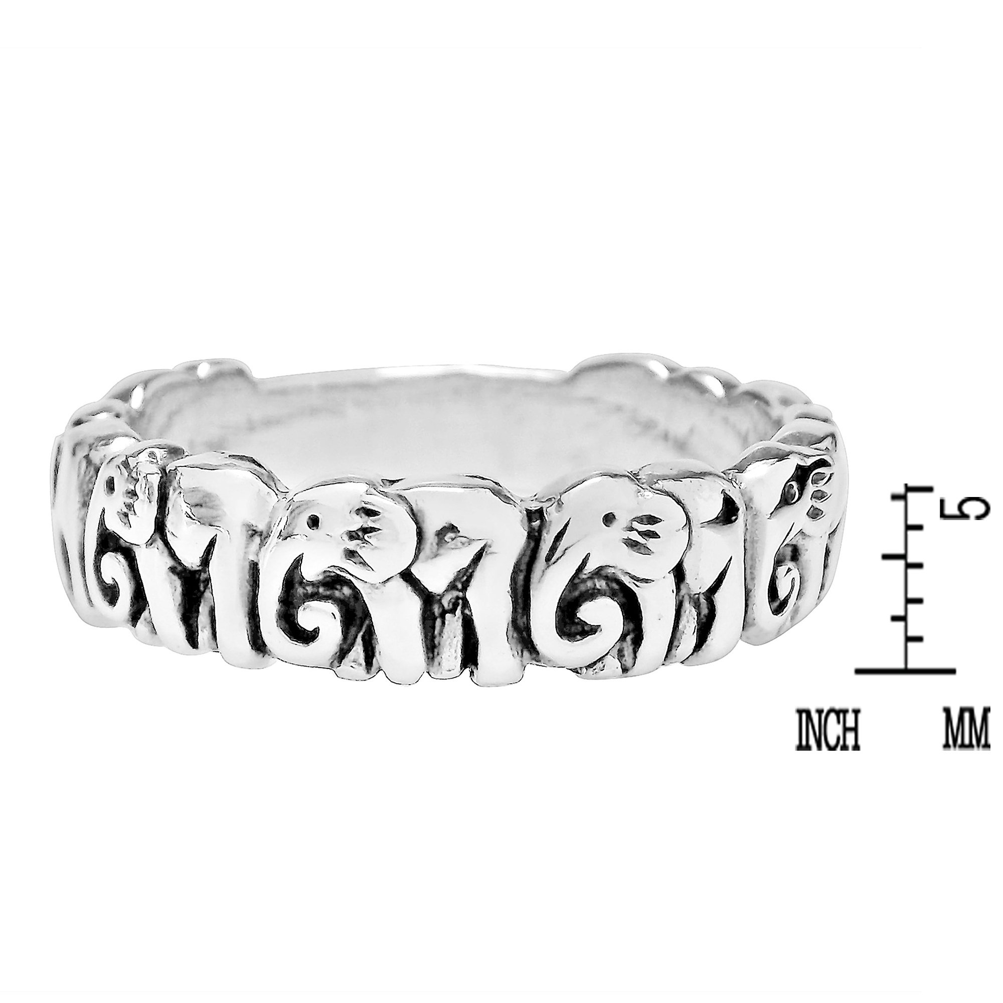 Cute Boho Elephants Lover Band .925 Sterling Silver Animal Ring-7