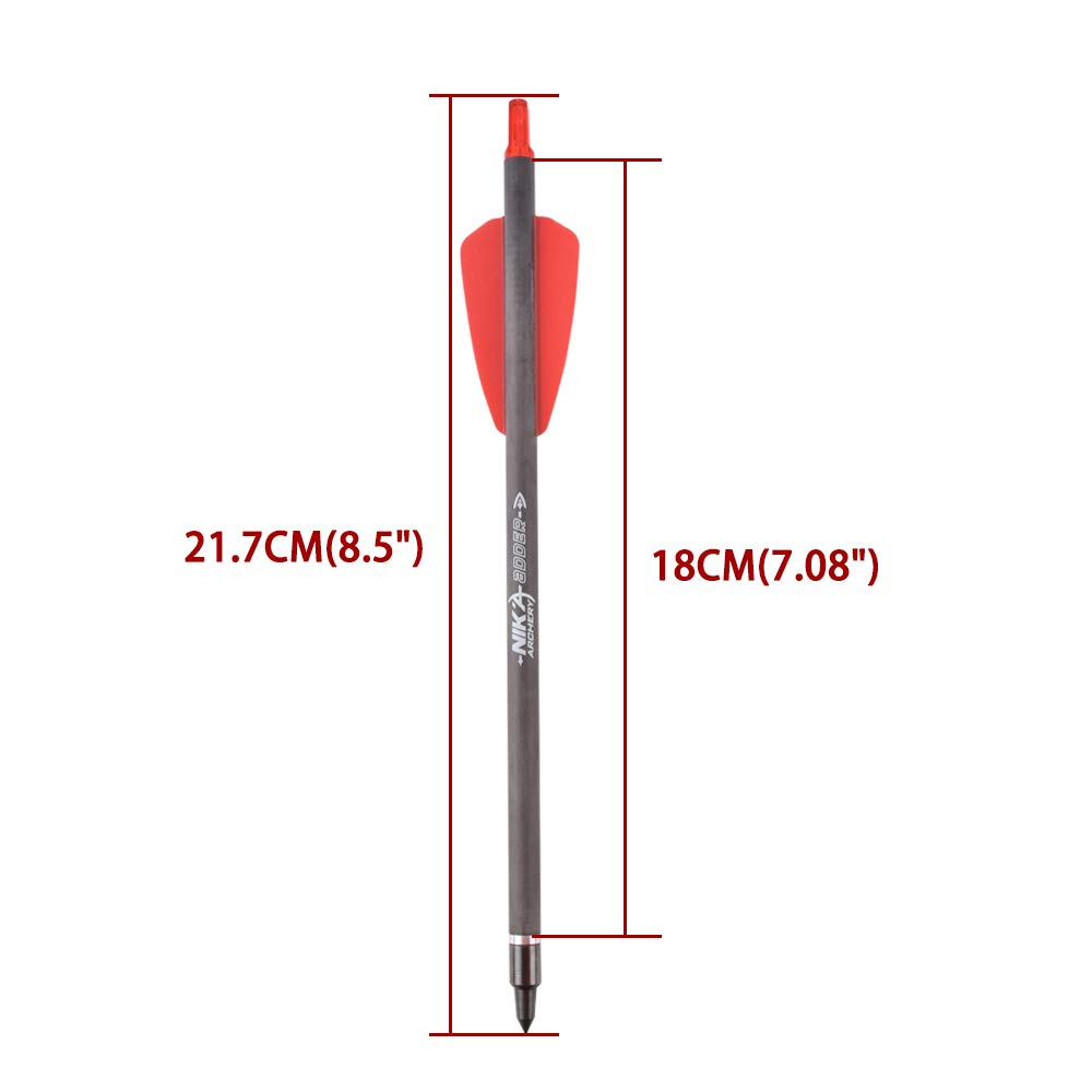 Crossbow Archery 7.5" inch R9 Crossbow Bolts Carbon Arrows 2" Red Vanes with 100grain Broadhead for Hunting Shooting Targeting 12PCS in Pack