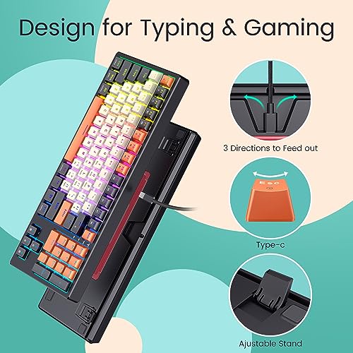 Mechanical Keyboard with Number Pad, Upgraded RGB Wired 85% Compact Keyboard with Gasket Structure, Hot Swappable Red Switch Mechanical Gaming Keyboard /Programmable /93 Keys for Windows Mac PC Laptop