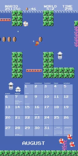 Super Mario 8-Bit Retro 2023 Wall Calendar: With 4 Bonus Die-cut Cards