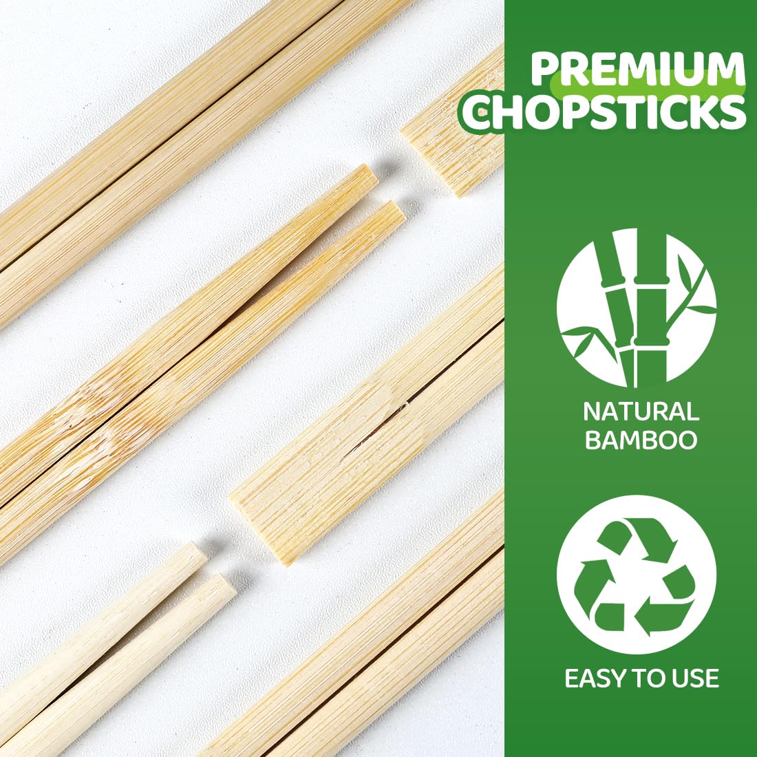 IOOLEEM Chopsticks Disposable, 100 sets 8inch, UV Treated Premium Disposable Chopsticks Individually Wrapped, Chinese Chopsticks, Wooden Chopsticks Best for Sushi & Dishes.