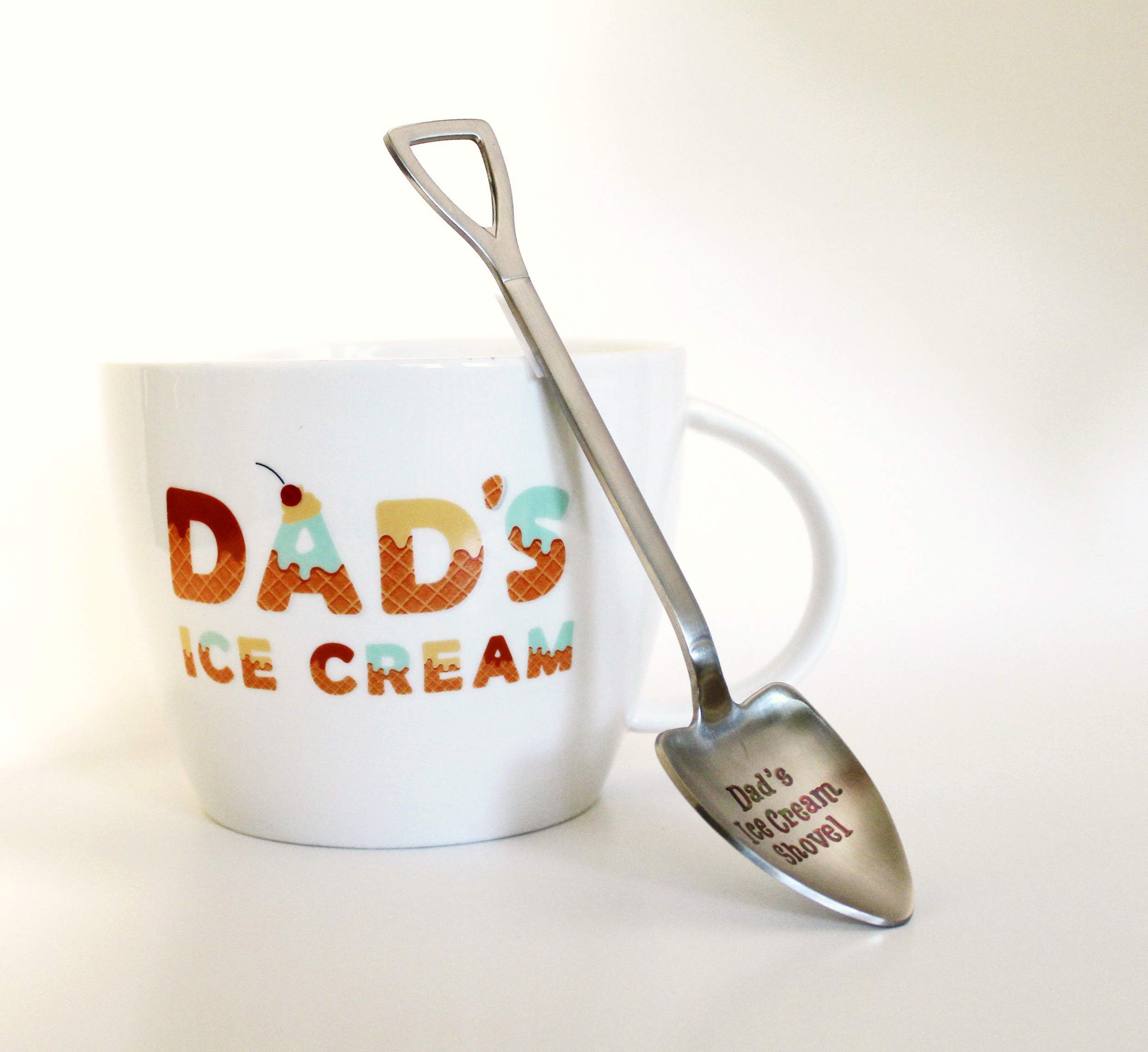 Gifts for Dad –Dad’s Ice Cream Bowl and Engraved Spoon Dad’s Ice Cream Shovel – Ideal Father’s Day Gift, Christmas Gift or Birthday Gift by Josephine on Caffeine (Dad)