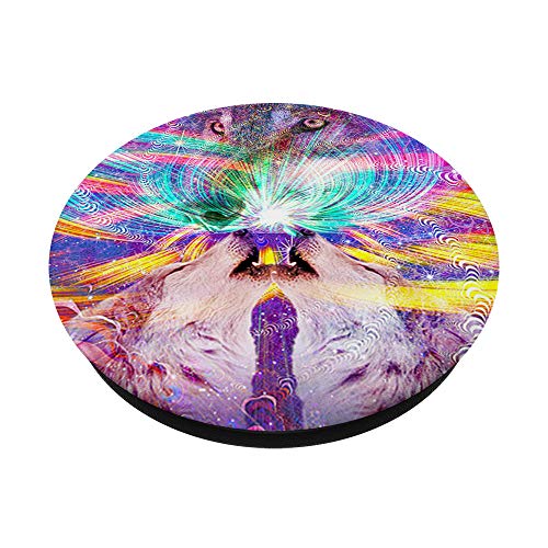 EDM Trippy Wolf Rave - Space Wolves PopSockets Swappable PopGrip