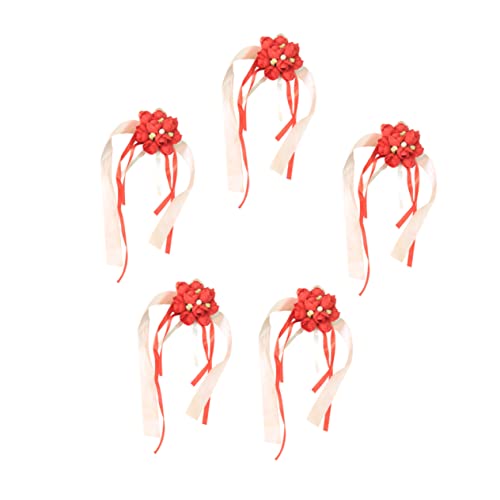 VOSAREA 5Pcs Wrist Flower Wedding Bridal Rose Hand Flowers Bridal Hand Flower Corsage Wristlet Prom Dresses Wedding Corsages Flower Corsage Ballgown Peony Silk Flower Bride Wedding Flowers