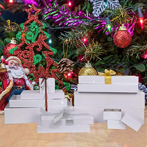MOMONI Premium 13 Piece White Gift Boxes with Lids of Assorted Sizes with 4 inch Deep Robe Wrapping Boxes Set for Wrapping Christmas Gifts, Birthday, Holiday