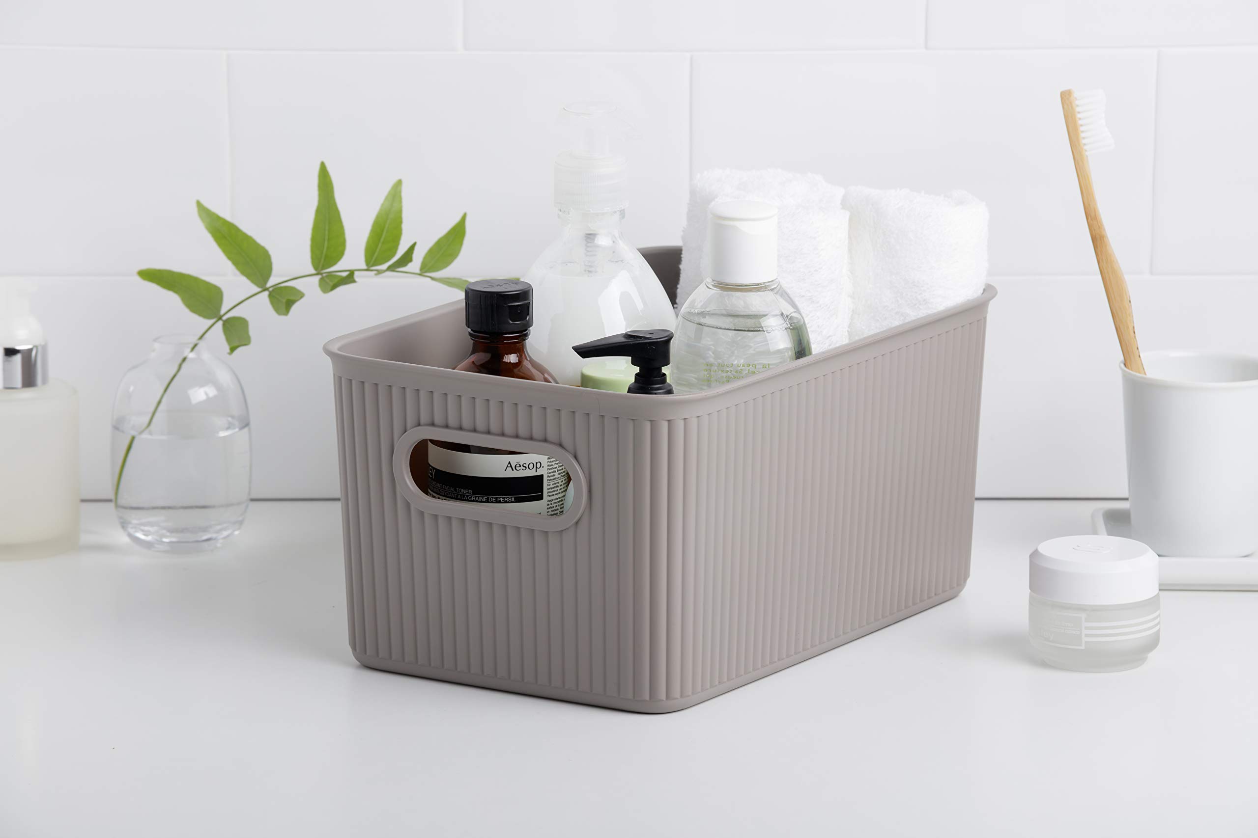 TATAY Baobab Multi-purpose Storage Basket Medium with 5 Litre Capacity, Taupe, 18.1 x 27.2 x 13