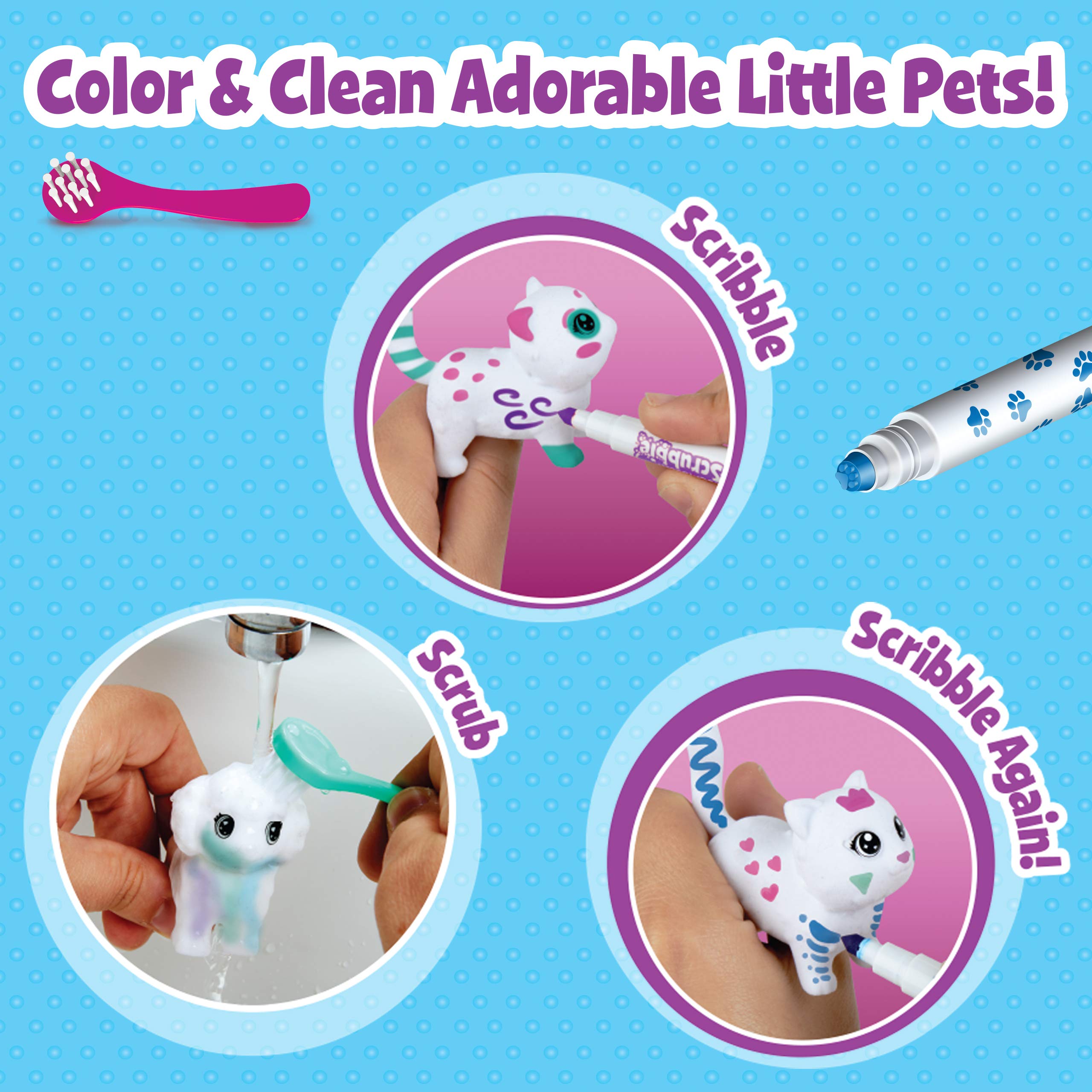 Crayola Scribble Scrubbie Pets Tattoo Shop, Toy Pet Playset, Gift for Kids, Age 3, 4, 5, 6