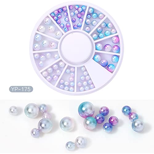 Disc 12 Grid Nail Pearl Jewelry Half Round Flat Bottom Round Mix Heteromorphic Jewelry Creative Diy Nail Accessories qVy103 (F, One Size)
