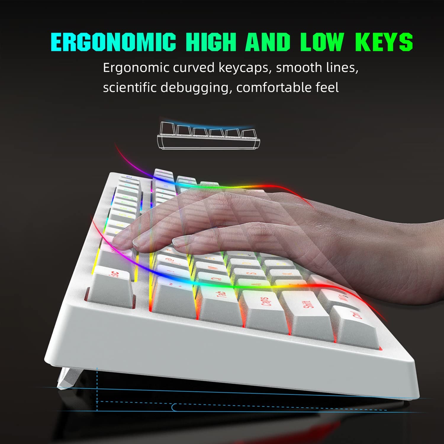 EXHNLE Mechanical Keyboard - Gaming Mechanical Keyboard LED Backlit 87 Keys Anti-ghosting, with 87 Key Computer PC Gaming Keyboard for PC/Laptop (Color : Black)