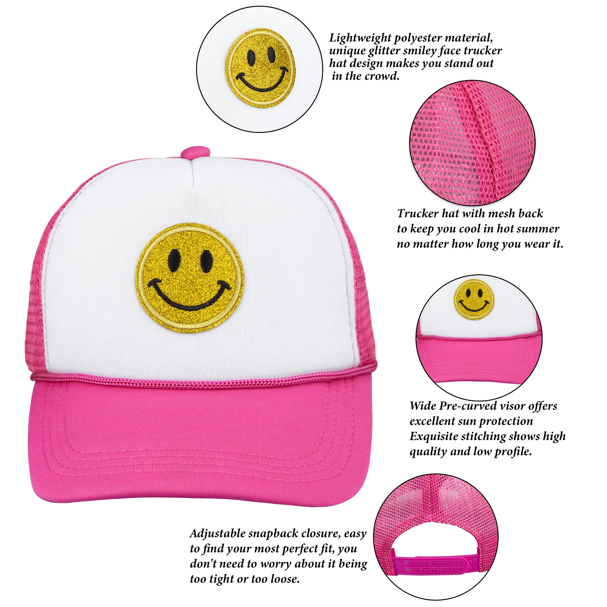 FGSS Smiley-Face Snapback-Trucker-Hat for Men Women - Adjustable Mesh Baseball Caps