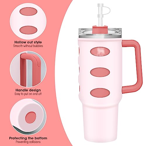 Winceed Silicone Sleeve for Stanley Quencher H2.0 30oz Tumbler with Handle, Protective Stanley Water Bottle Sleeve, Reusable Boot Cover for Stanley Cup (30oz, Rose Quartz)