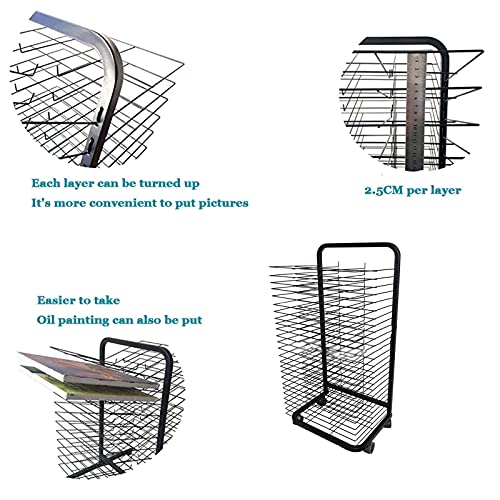 NEOCHY Drying Racks,Can Be up and Down Art Drying Racks, Oilings, Watercolors and Cultural and Art Paper Works Display Racks 20-Shelf/H78Cm/20 Floors