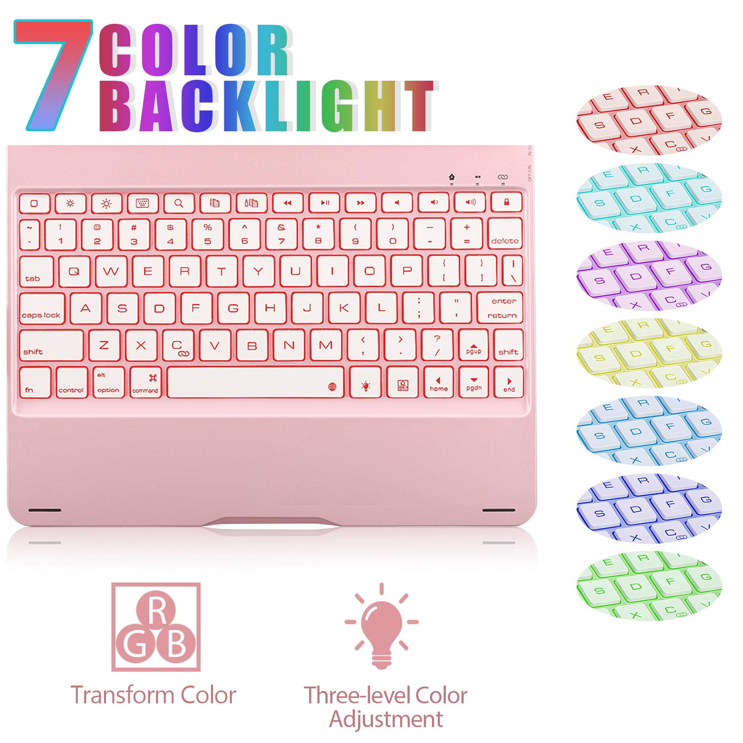 iPad Keyboard Case 9.7 for iPad 2018 (6th Gen) - 2017 (5th Gen) - iPad Pro 9.7- iPad Air 2/Air 1 - Backlit 10 Colors Light - Wireless Keyboards Auto Sleep/Wake iPad Case with Keyboard - Rose Gold