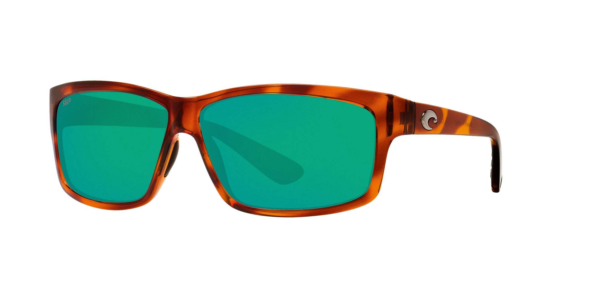 Costa Del Mar Mens Cut Rectangular Sunglasses, Honey Tortoise/Copper Green Mirrored Polarized-580P, 60 mm