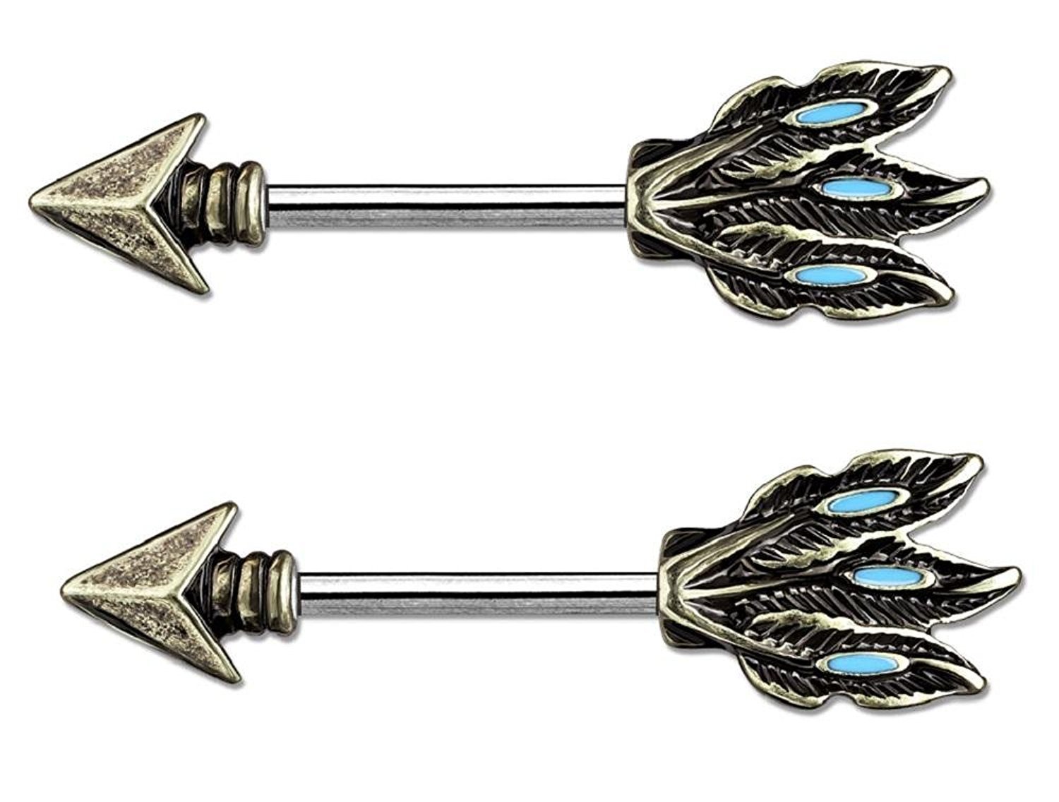 Covet Jewelry Tribal Arrow 316L Surgical Steel Nipple Barbells