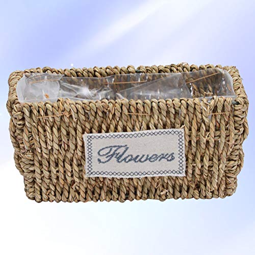 Hemoton Woven Hamper Basket with Handles Wicker Seagrass Belly Basket Wicker Flower Basket with Handle Wicker Hamper Baskets for Gifts Flower Pot Indoor Flower Girl Storage Basket Bamboo