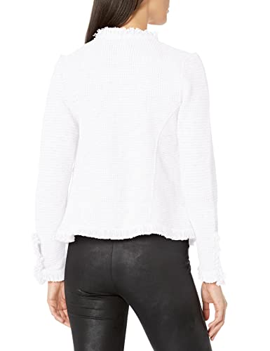 NIC+ZOE Women's Fringe Mix Jacket, Paper White, Large Petite