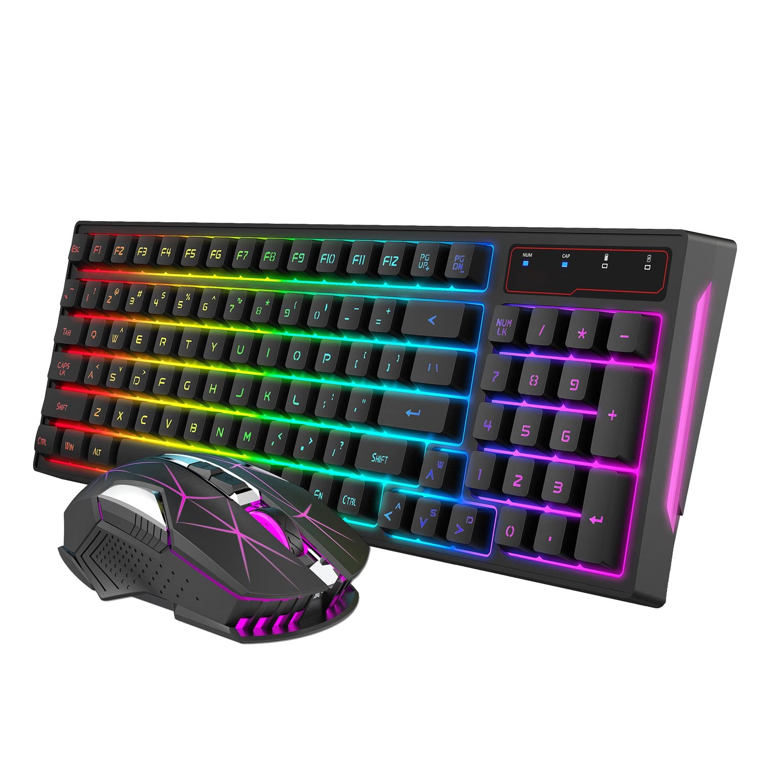 EXHNLE RGB Gaming Keyboard and Mouse Combo, Mechanical Feel LED Backlit Keyboard, with 96 Key Computer PC Gaming Keyboard for PC/Laptop
