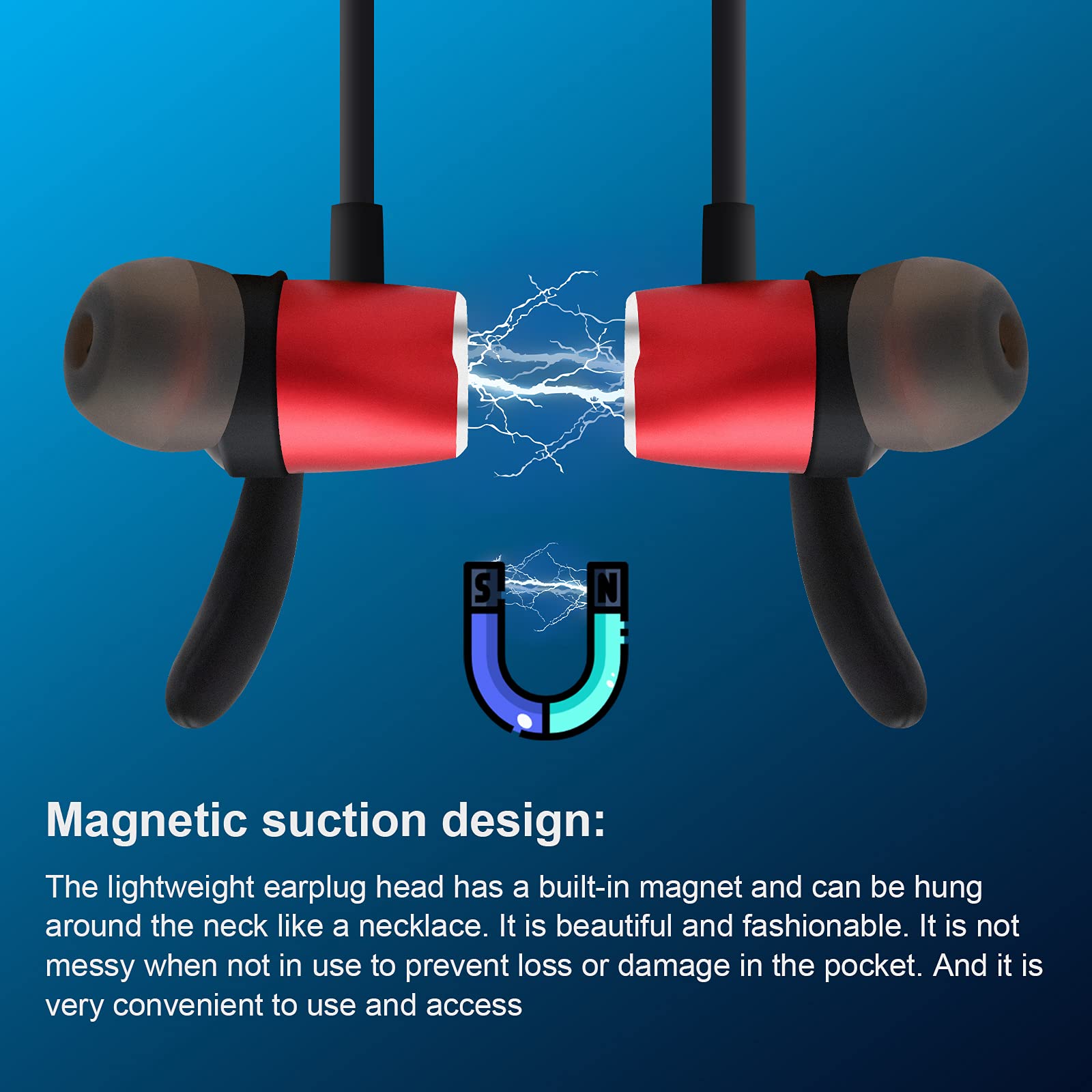 EEAABBR Neckband Bluetooth Headphones 100h Playtime V5.0 Bluetooth Headset Neckband Built-in Microphone IPX7 Waterproof,Neck Headphones for Android iPhone Suitable for Sports Driving Cycling