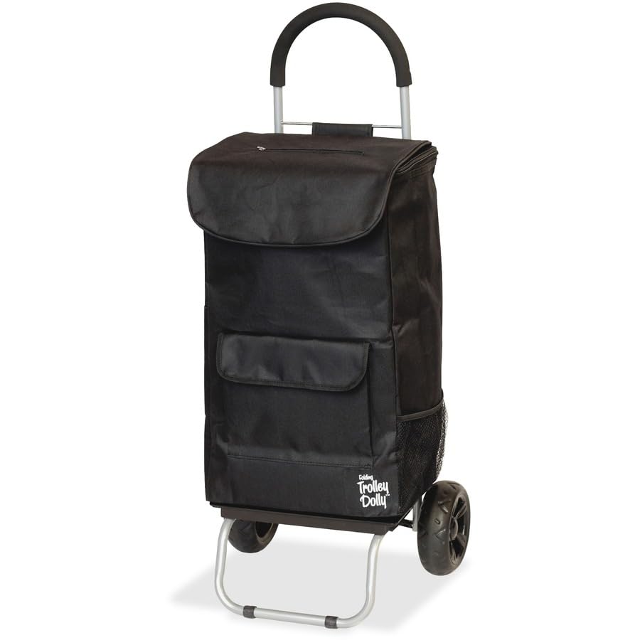 dbest products Trolley Dolly Black Foldable Shopping cart for Groceries with Wheels and Removable Bag and Rolling Personal Handtruck Standard