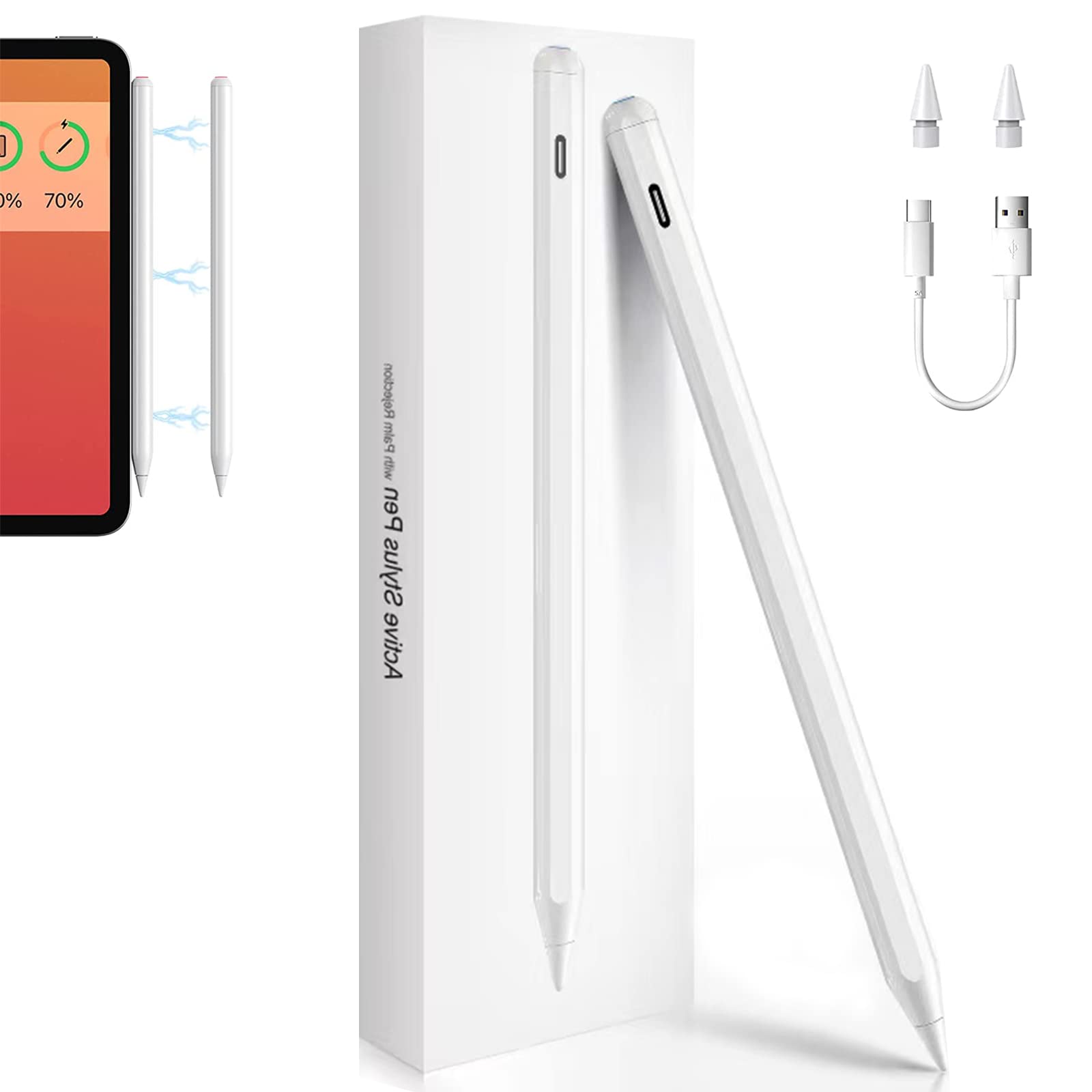 iPad Stylus Pen Same as Apple Pencil 2nd Generation with Magnetic Wireless Charging Tilt Sensitivity,for iPad 10/9/8/7/6 iPad Pro 12.9/11 inch iPad Air 5/4/3 iPad Mini 6/5, Cheap Pencil Fast Charging