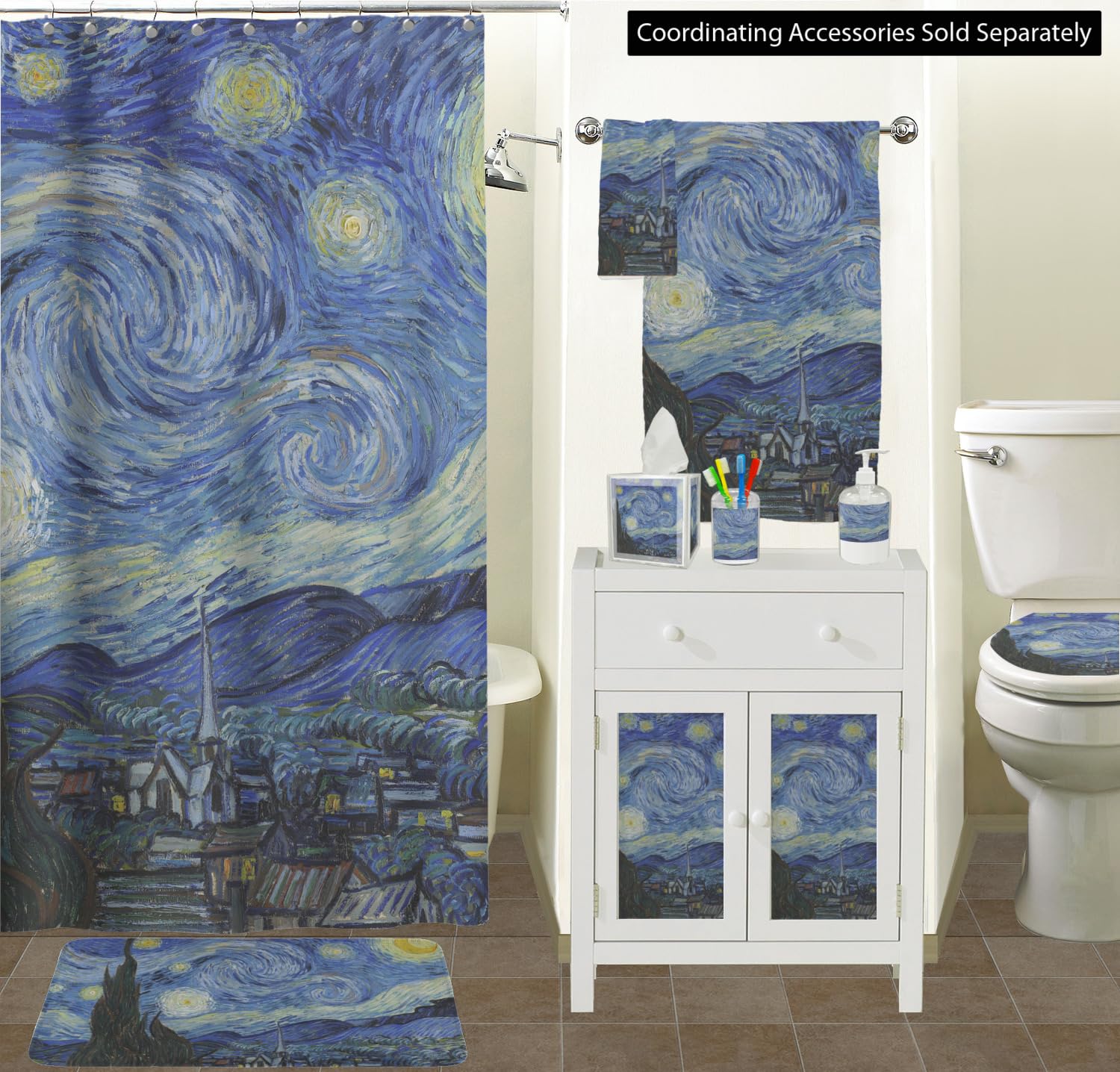 RNK Shops The Starry Night (Van Gogh 1889) Waste Basket - Double Sided (Black)