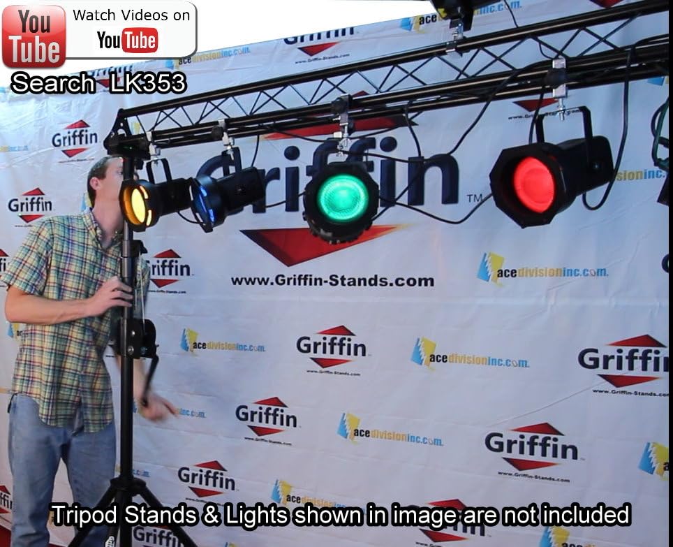 DJ Triangle Truss Extension Lighting System by GRIFFIN | Mounts on your Speaker Stands | Trussing Stage Kit for Smoke Machines & Dance Can Lights | C Clamps Mounting Brackets & Platform Hardware Set