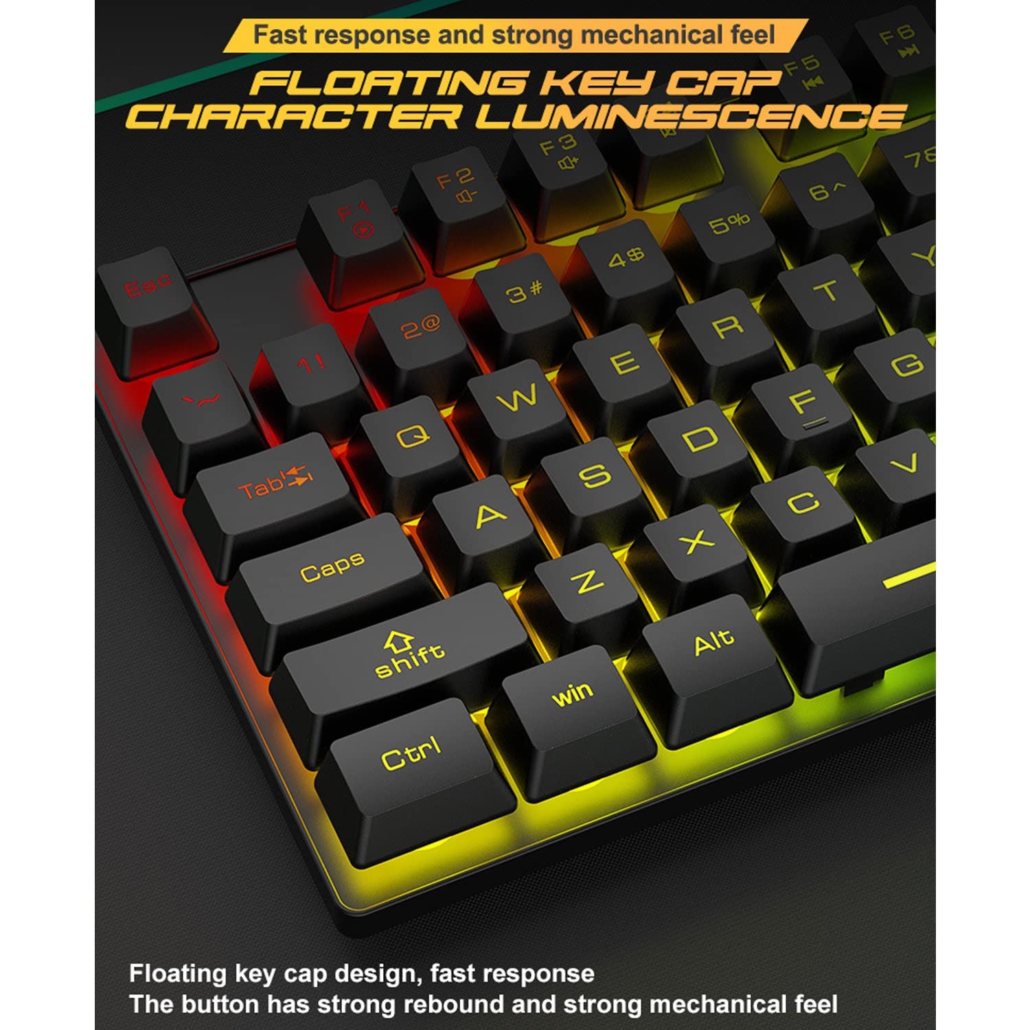 EXHNLE RGB Rainbow Backlit Gaming Keyboard and Mouse Combo, USB Wired Bundle with Gaming Mouse, USB Wired Set for PC Gamer Laptop Work (Color : White)