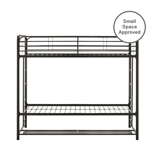 DHP Bonnie Metal Bunk Bed with Storage Drawers, Twin, Black