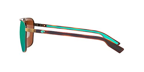 Costa Del Mar Mens Wader Rectangular Sunglasses, Antique Gold/Green Mirrored Polarized-580G, 58 mm