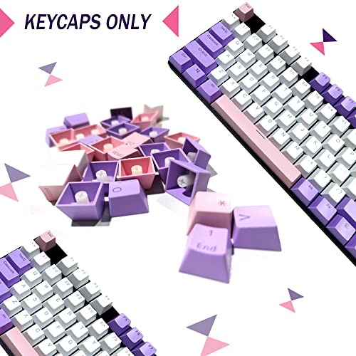 TzBBL 104 Keycaps Set | Backlit ABS Keycaps for MX Mechanical Keyboard-OEM Profile for 61 87 104 Mechanical Keyboard (104, Pink+White+Purple)