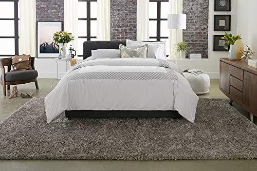 DHP Carmela Luxurious Upholstered Linen Platform Bed wih Wooden Slat Support, Button Tufted Headboard, Full Size - Grey Linen