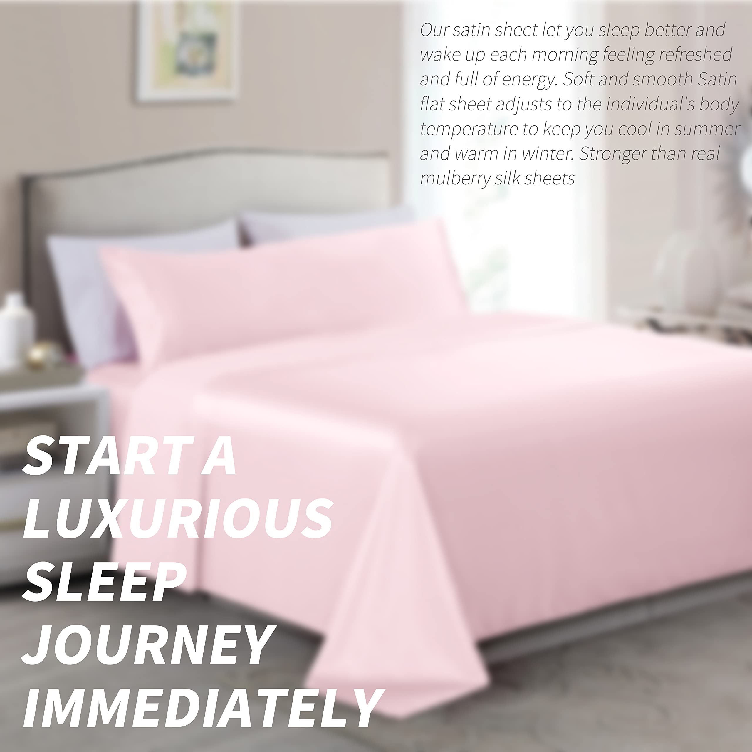 Cobedzy Satin Body Pillow Cover, 20x54 Body Pillow Cover Cooling, Blush Pink Body Pillowcase, Soft Silky Body Pillow Case with Envelope Closure