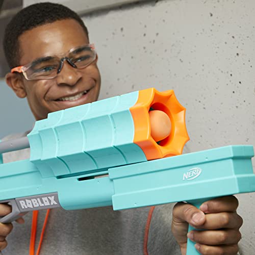 NERF Roblox Sharkbite: Web Launcher Rocker Blaster, Includes Code to Redeem Exclusive Virtual Item, 2 Rockets, Pump Action