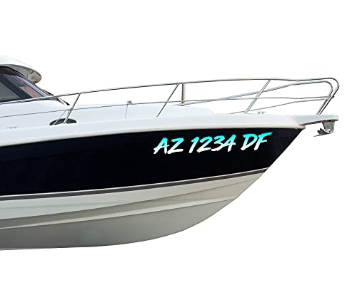 VulgrCo 2 Pack Pair Boat Registration Numbers Custom Personalized State Watercraft Vinyl Decal Sticker Tag Reg Number Lettering Premium Gradient Print