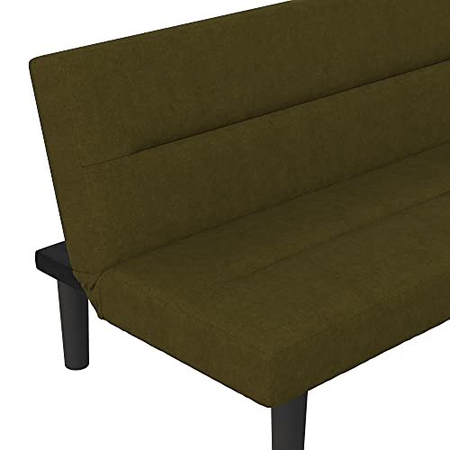 DHP Elm Convertible Living Room Sofa Bed and Couch Linen Futon, Green