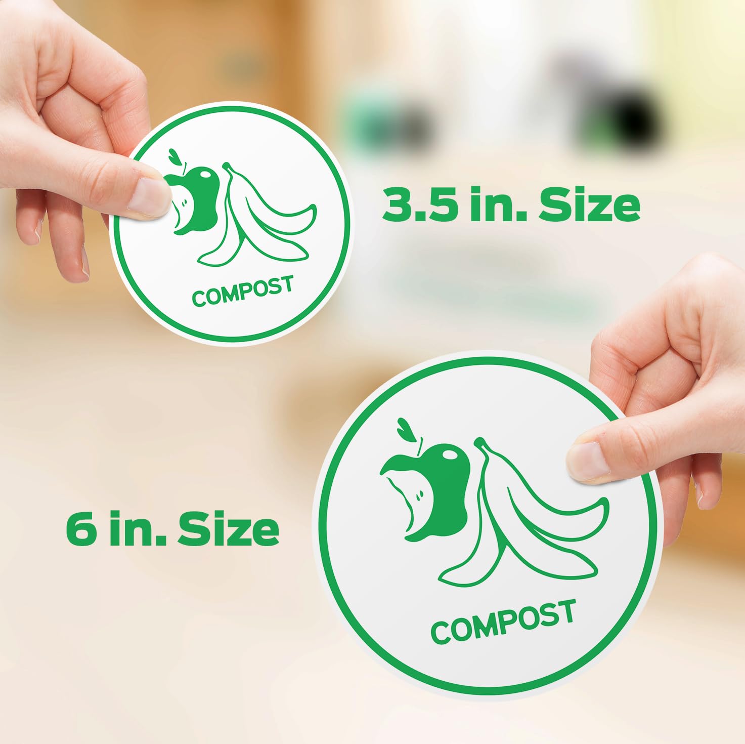 Recycling Stickers for Trash Can, 3.5" Wide | 5pcs Recycle Stickers for Plastic Bins - Paper, Aluminum, Plastic, Glass, Compost