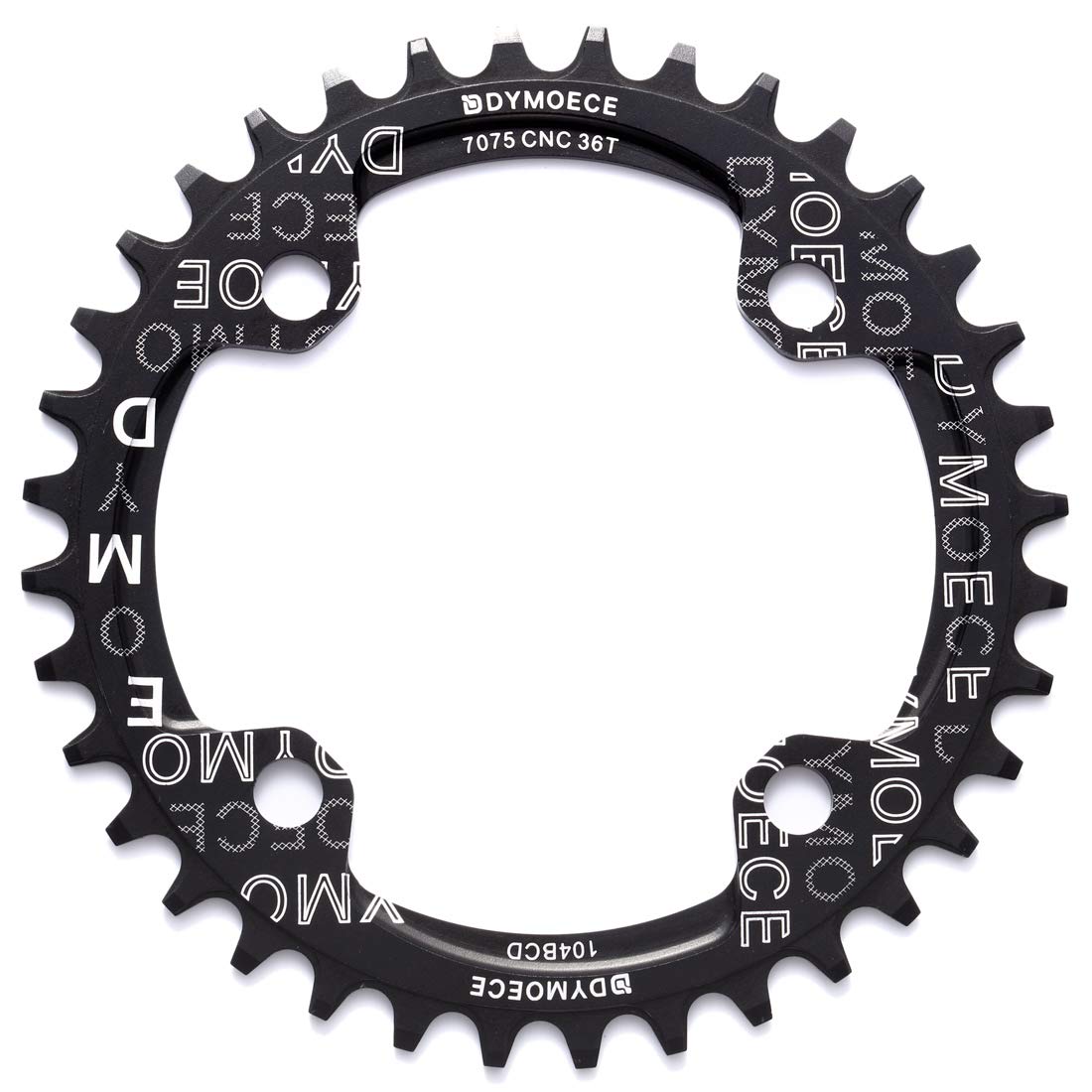 Dymoece Narrow Wide Bike Single Chainring 104BCD 32T/34T/36T/38T for 9 10 11 Speed(Round,Black/Red,Perfect for Most of Shimano and Sram Cranksets (Black, 32T)