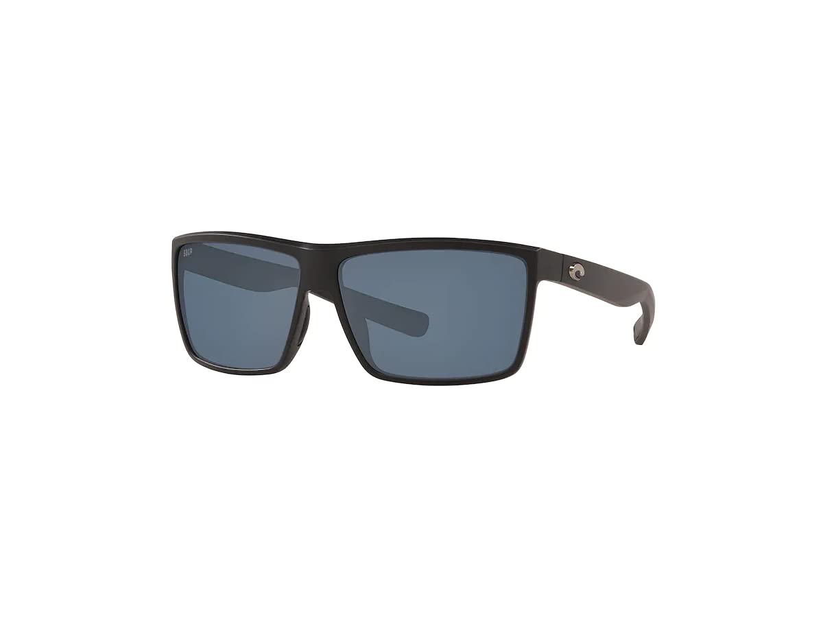 Costa Del Mar Rinconcito 6S9016 901602 60MM Matte Black/Gray 580P Plastic Polarized Rectangular Sunglasses for Men + BUNDLE with Designer iWear Eyewear Kit