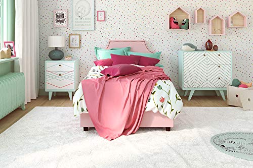 DHP Melita Linen Upholstered Platform Bed Frame,Pink, Twin