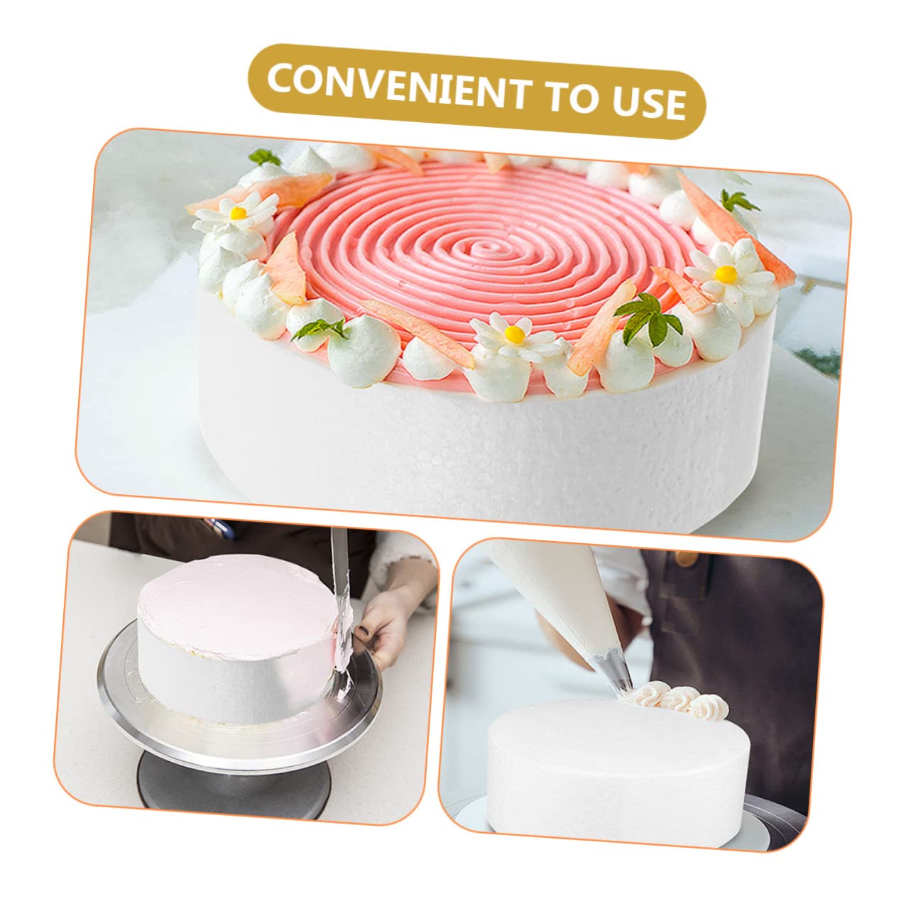 EXCEART 10 Pcs Foam Disc Foam Cake Circles Cake Practice Model Foam Cake Dummy Cake Shape Foams Cake Tray Trays Decorative Foams Cake Plate Child Craft Supplies Unique Foam White