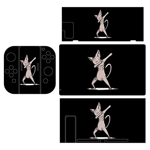 Funny Dabbing Sphynx Cat Decal Stickers Cover Set Full Wrap Skin for Switch Protection Faceplate Sticker for Switch