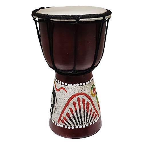 Djembe Drum Sand Blasted Unique Effect African Inspired Hand Made Decor Coastal Beach Elephant Accent Music For Beginners Kids And Adults Also An Awesome Gifting Idea (8 inch, Elephant)