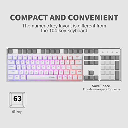 E-YOOSO Z-22 60% Mechanical Gaming Keyboards 63 Key, Type-C Wired Keyboards RGB Backlit for Laptop Computer PC Red Switch
